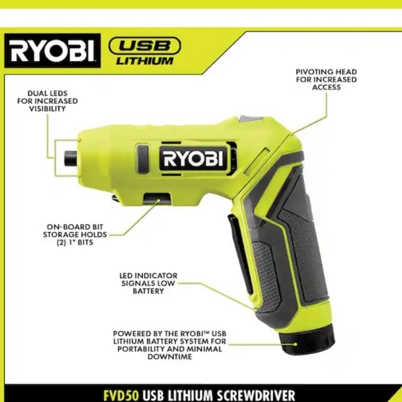 Ryobi | Other | Ryobi Usb Lithium Screwdriver Kit With 2 Ah Usb Lithium ...